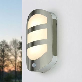 Licht-Erlebnisse LED Au&szlig;enleuchte mit Bewegungsmelder IP44 H: 28,3 cm Edelstahl warmwei&szlig; 3000 K 600 lm Modern Wandlampe au&szlig;en Eingang Wandleuchte Terrasse
