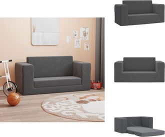 vidaXL Canapé-lit pour enfants 2 places anthracite peluche douce - Canapé Enfant - Lit Enfant Pliable - Canapé Convertible Enfant - Mobilier Bébé - Meubles