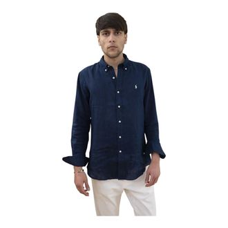 Polo Ralph Lauren Homme, Chemises, Bleu, Taille: L Chemise en lin coupe sur mesure