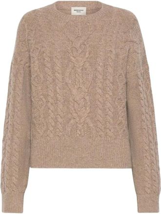 Max Mara Pull en laine &agrave; motif torsad&eacute; - Femme - Pulls - Brun - Taille: 40 FR