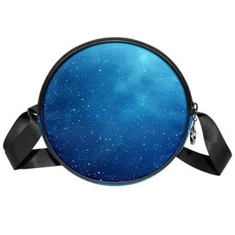 Generic Sac &agrave; bandouli&egrave;re rond pour femme, motif paillettes bleues scintillantes, petit sac &agrave; bandouli&egrave;re avec fermeture &eacute;clair, bretelles r&eacute;glables, sac &agrave; ma