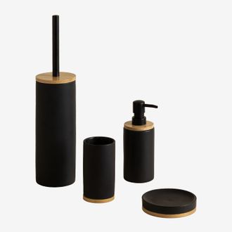 Sklum Badezimmer-Set aus Bambus Elvan Schwarz