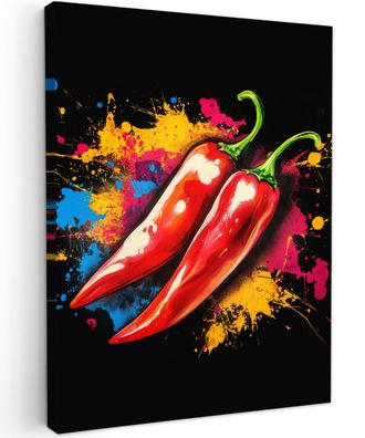 MuchoWow © Leinwandbild 30x40 cm Dekoration Wohnzimmer Bilder Pictures Wall Decoration Living Room Wohnungs Deko Moderne Bild Pfeffer - Graffiti - Farbe - Abst