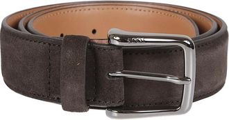 Tod's Homme, Accessoires, Brun, Taille: 100 CM Ceinture en Daim Marron avec Boucle Argentée