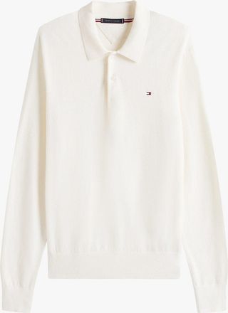 Tommy Hilfiger Polo uni &agrave; manches longues en coton et chachemire
