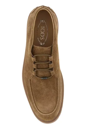 Tod's Suede Lace-up Flat - Brown