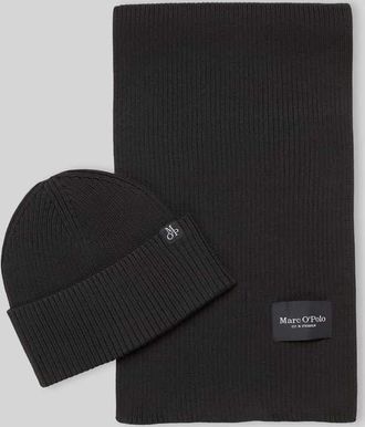 Marc O'Polo Schal mit Label-Patch im 2-teiligen Set