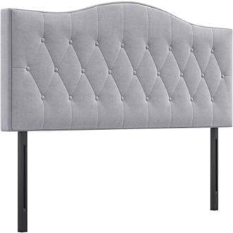 HOMCOM Kopfteil f&uuml;r Bett Polsterkopfteil Bett Kopf R&uuml;ckenlehne Bettkopfteil in grau Pappel Samt Stoff 185 x 8 x 134 cm - Homcom