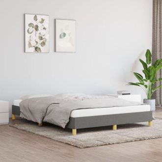 vidaXL Vidaxl - Cadre de lit gris fonc&eacute; 140x190 cm - Tissu polyester durable - Structure robuste avec lattes en contreplaqu&eacute; - Montage facile