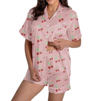 Generic Tenues deux pi&egrave;ces pour femmes 2026 Saint-Valentin pour femmes ensemble de shorts &agrave; manches courtes et col en V (6), rose, XXL