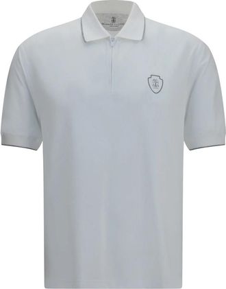 Brunello Cucinelli Polo mit Wappen - - Tops - Herren - Wei&szlig; - M