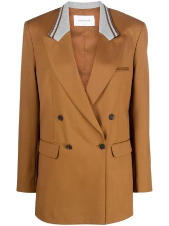 Fabiana Filippi blazer croisé à col contrastant - Marron