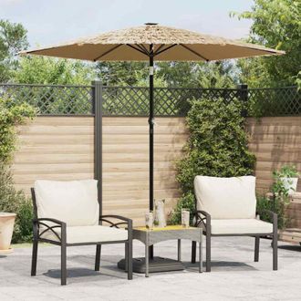 vidaXL Vidaxl - Parasol de jardin avec led et m&acirc;t en acier marron 223x223x213cm