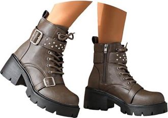 Generic Escarpins Mary Jane tendance avec sangle de cheville pour femme - Mignon plateforme gothique double bout rond talon épais - Chaussures uniformes parfa