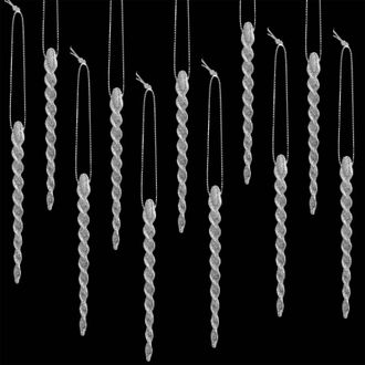 Boao 50 Stück Kunststoff Eiszapfen Verdrehte Plastik Eiszapfen Weihnachtsverzierungen Eiszapfen Dekoration Weihnachtsbaum und Urlaub Weihnachten Hochzeit A