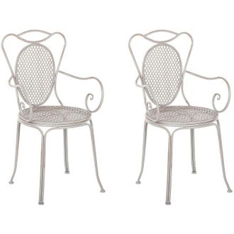Beliani Beliani - 2 Chaises de Jardin Terrasse ou Blacon Type Bistro en Métal Gris Design Classique et Romantique
