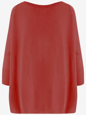 Allude V-Neck Cashmere Sweater - Red