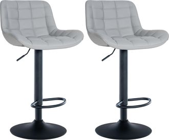 Clp 2er Set Barhocker Tover I H&ouml;henverstellbare Tresenhocker I 360&deg; Drehst&uuml;hle Mit R&uuml;ckenlehne F&uuml;r Tresen Und Theke, Farbe:grau, Material:Kunstleder