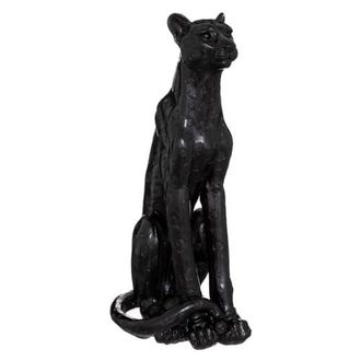 Atmosphera Atmosphera - Statuette l&eacute;opard Artificiel - Noir - r&eacute;sine H90 cm