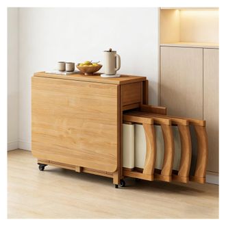 Generic klappbarer esstisch Ausziehbarer Esstisch Leicht zu Klapptisch mit Schubladen und 4 St&uuml;hlen Landhausstil aus Holz for K&uuml;che, B&uuml;ro und Wohnzimmer
