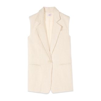 Oltre Weste aus Leinenmischung mit Lochstickerei - - Suits - Damen - Wei&szlig; - XL