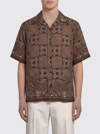Amiri Chemise &agrave; manches courtes en soie avec imprim&eacute; cachemire et col cubain