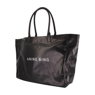 Anine Bing Womens Leo Shopper Bag - Anine Bing Cotton Black Totes-Shopping-Bags