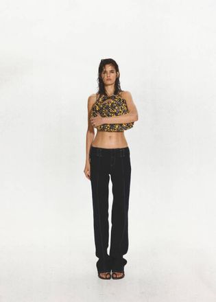 Mango Low-Rise Jeans mit Kontrastn&auml;hten blau - Damen - 36 - MANGO