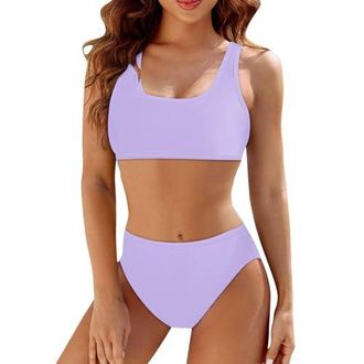 Generic Maillot de bain deux pi&egrave;ces push-up pour femme - Contr&ocirc;le du ventre - Taille haute - Maillot de bain 2 pi&egrave;ces - Dos nu - V&ecirc;tement de plage pour femme,