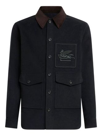 Etro Mens Green Corduroy-Collar Jacket Cotton