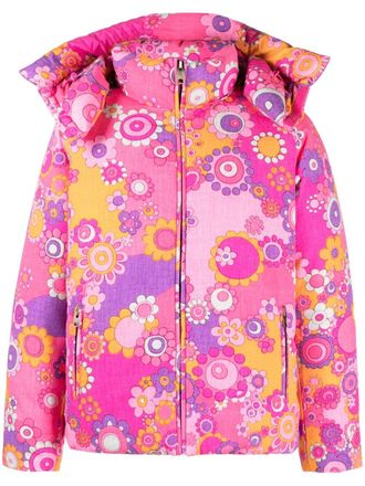 ERL Gefütterte Kapuzenjacke mit Blumen-Print - Rosa