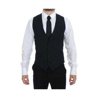 Dolce & Gabbana Blaue Wolle Formelle Kleid Weste Gilet - - Suits - Herren - Blau - XS