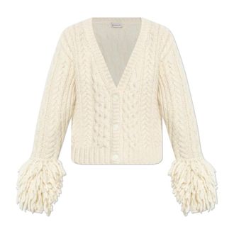 Moncler Alpaka-Mischung Cardigan mit V-Ausschnitt - - Knitwear - Damen - Beige - XS