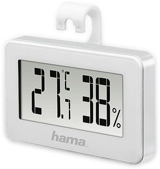 Hama 2in1 digitales Thermometer und Hygrometer innen mit Magnet (Mini Thermo-Hygrometer, misst Raumtemperatur und Luftfeuchtigkeit, Display, zum Hängen mit