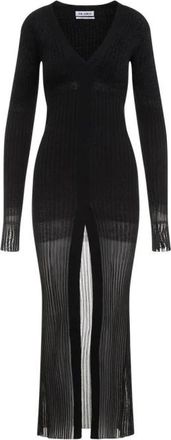 The Attico Geripptes Strick-Maxikleid mit tiefem Ausschnitt - - Dresses - Damen - Schwarzk - M