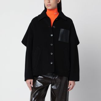 Loewe Schwarzes Cape aus Wolle und Kaschmir