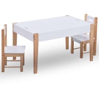 vidaXL Vidaxl - Ensemble de table et chaises pour enfants 3 pcs Noir et blanc