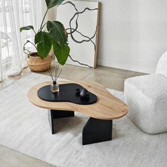 Pier Import Table basse design organique noire et effet bois, 2 plateaux MARFA