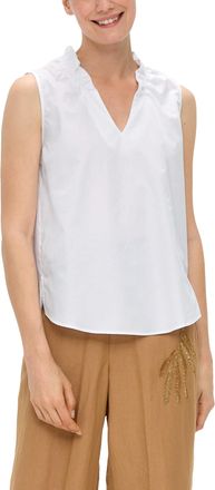 s.Oliver &Auml;rmellose Popeline-Bluse mit Raffung und geschlitztem Saum