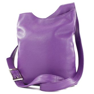modamoda.de T221 Damen Leder Umh&auml;ngetasche Schultertasche Medium handmade in Italy, Farbe:Purple