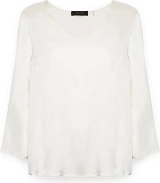 Elena Miro Femme, Blouses et Chemises, Blanc, Taille: 54 FR Blouse en satin stretch