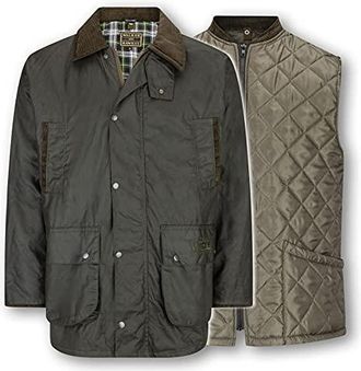 Walker and Hawkes Walker & Hawkes - Veste 3 en 1 Greendale - Homme - matelassé/100% Coton ciré - Vert Olive - XXL