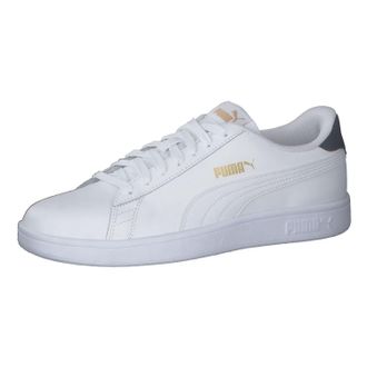 Puma Unisex Puma Smash v2 L Low-Top, Puma White-Puma White-Peacoat-Puma Team Gold, 42.5 EU