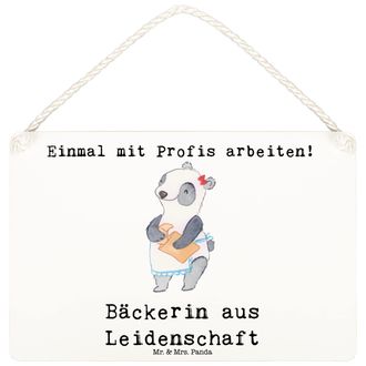 Mr. & Mrs. Panda Schild B&auml;ckerin Leidenschaft DIN A6 - Geschenk, Backstube, mit Spruch, Beruf, B&auml;ckerei, kleine aufmerksamkeit, wandtafel, holzbild, Lustig, T&uuml;rschild
