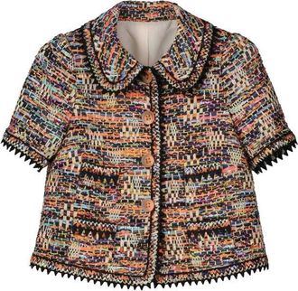 Maison Common Damen Blazer mit Makram&eacute;borte