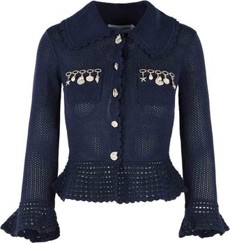Self Portrait Cardigan - Bleu Fonc&eacute;