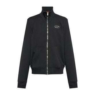 Diesel Homme, Sweatshirts et sweats &agrave; capuche, Noir, Taille: L Pull Noir avec Fermeture &Eacute;clair Avant