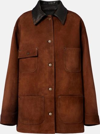 Prada Feldjacke aus Veloursleder mit Leder