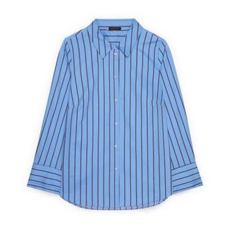 Fiorella Rubino Gestreiftes Hemd aus Baumwollstretch - - Blouses & Shirts - Damen - Blau - XL