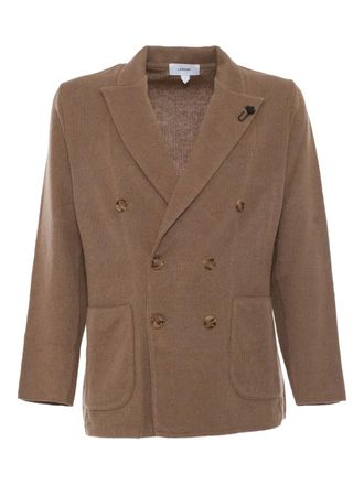 Lardini blazer nervuré à boutonnière croisée - Marron